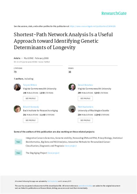 Pdf Shortest Path Network Analysis Is A Useful Approach Toward