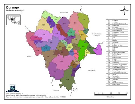 Mapa Para Imprimir De Durango Mapa En Color De Los Municipios De