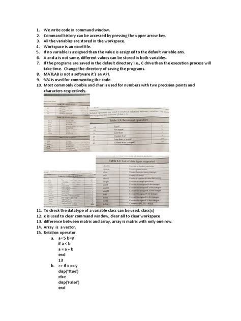 matlab notes pdf matlab matrix mathematics