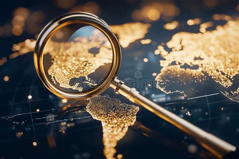 A Magnifying Glass Reveals Intricate Details On A World Map