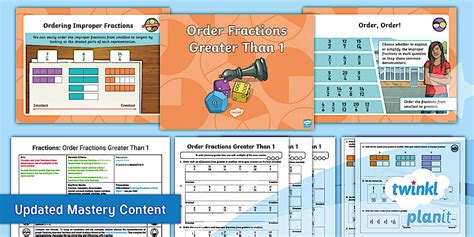 👉 Y5 Order Fractions Greater Than 1 Planit Maths Lesson 4