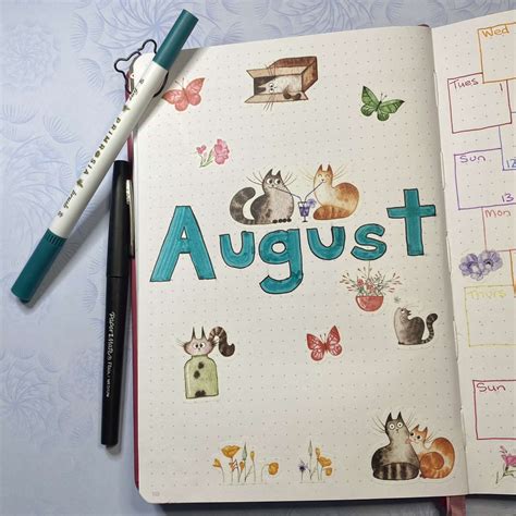 My August Bullet Journal Spread Bullet Planner Ideas