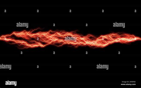 Orange And Red Streak Of Lightning Thunderbolt Electricity Waves On Creative Abstract Background