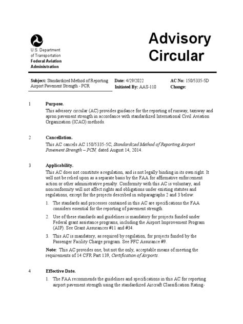 Ac 150 5335 5d Standardized Method Of Reporting Airport Pavement