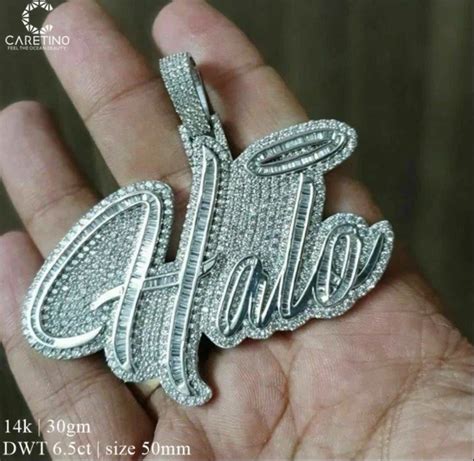 Real Diamonds 14k White Gold Round Cut Diamond Hip Hop Letter Pendant