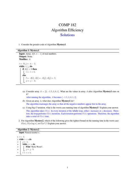 algorithm efficiency problem set ii solutions pdf time complexity