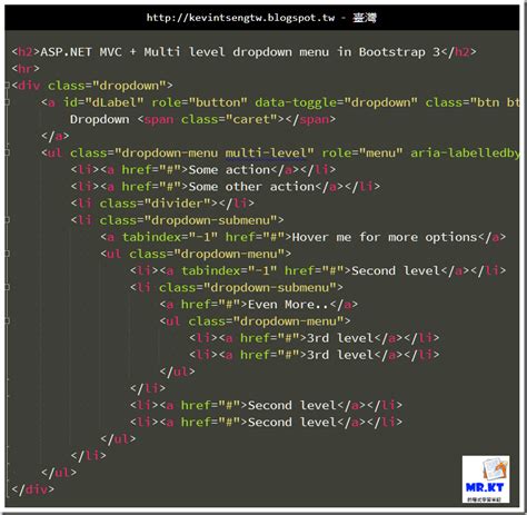 mrkt 的程式學習筆記 asp mvc multi level dropdown menu in bootstrap 3