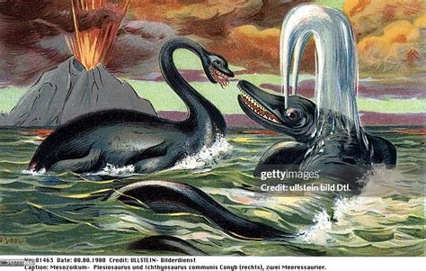 Dinosaurs Plesiosaurus And Ichthyosaurus Two Aquatic Dinosaurs Of