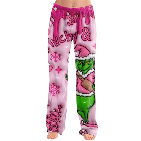 Tqwqt Womens Grinchs Pajama Pants 2024 Lounge Baggy Grinchs Pj Pants