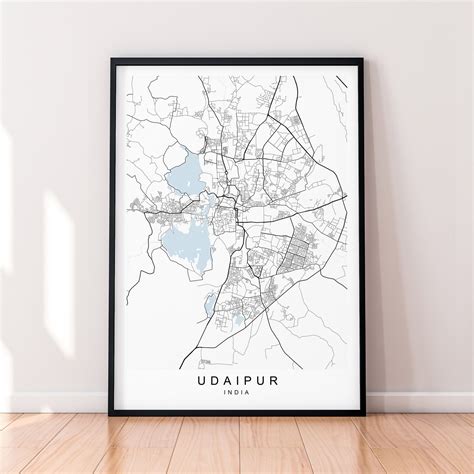 Udaipur City India Map Print Poster Minimalist Home Udaipur India Town