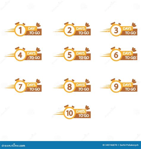 Countdown Timer Icon Set Number Sequence With Days To Go Text Bold