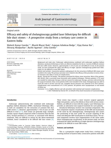 Pdf Efficacy And Safety Of Cholangioscopy Guided Laser Lithotripsy For Difficult Bile Duct