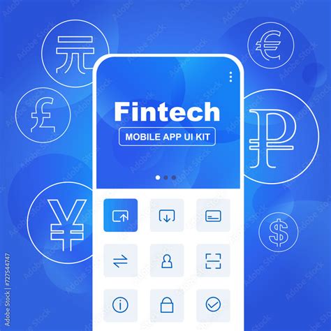 Useful Design Kit For Fintech Mobile App UI UX In Theme Of White And Blue Stock Vector Adobe Stock