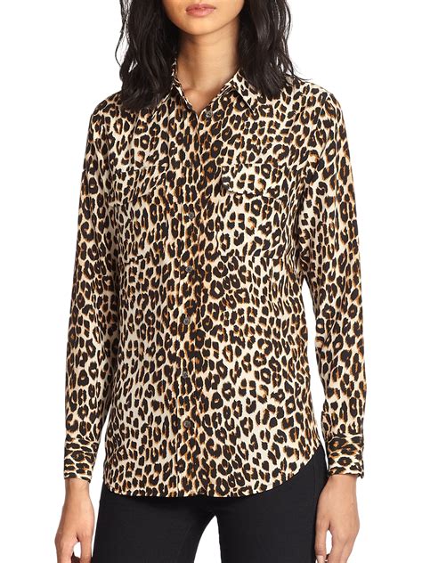 Equipment Slim Signature Silk Leopard Print Shirt In Natural Lyst