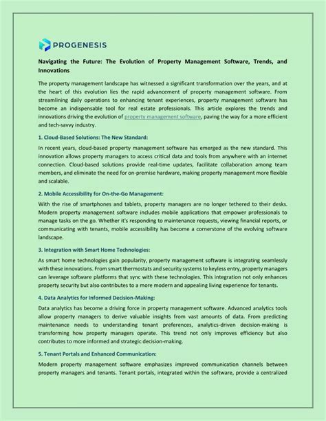 Ppt Navigating The Future The Evolution Of Property Management Software Trends And