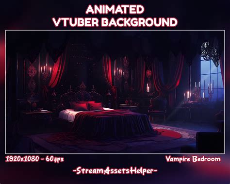 VTUBER Background Red Vampire Bedroom Goth Aesthetic Screen Etsy