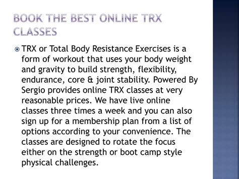 Ppt Online Trx Classes Powerpoint Presentation Free Download Id