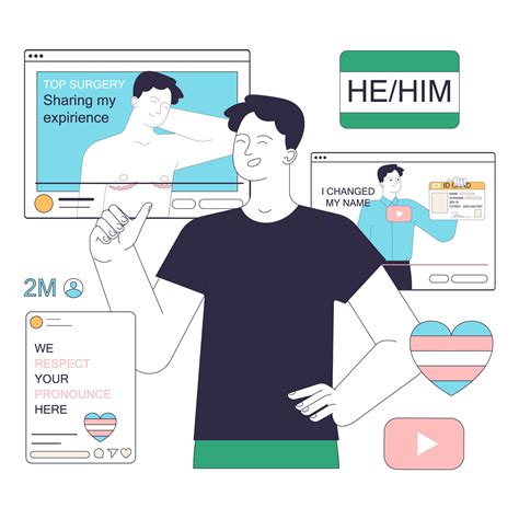 Gender Transition Trans Man Sharing Gender Affirming Therapy Journey Vector Art At