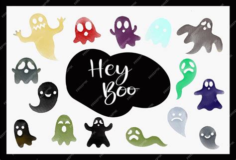 Premium Vector Boo Watercolor Clipart Set For Halloween Printable