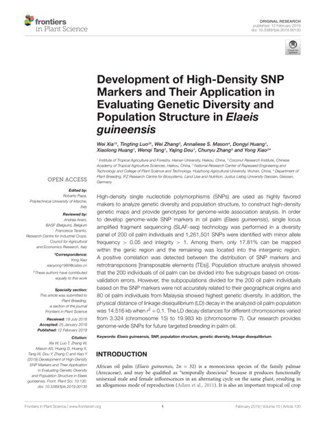 Pdf Development Of High Density Snp Markers And Their Application In