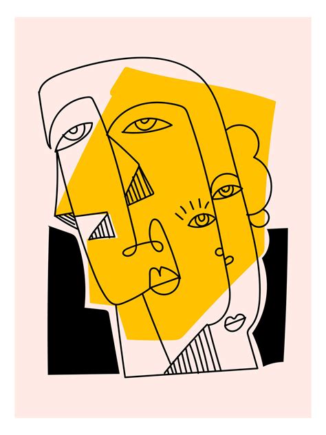 Abstract Face Portrait Manwomanpeople Line Art Icon Character Hand