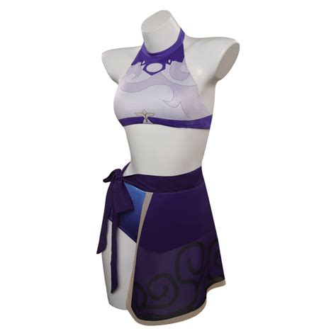 Genshin Impact Keqing Cosplay Costume Swimsuits Bikini Halloween Carni