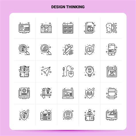 Outline 25 Design Thinking Icon Set Vector Line Style Design Black