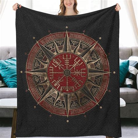 Vegvisir Viking Compass Black Celtic Flannel Fleece Throw Blankets 50