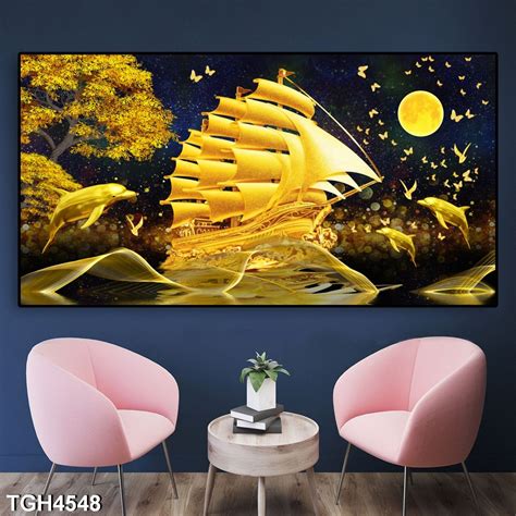 Tranh Tráng Gương Thuận Buồm Xuôi Gió Cao Cấp Trang Trí Phòng Khách
