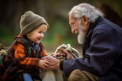 Premium Ai Image Grandpa And Grandson Play In The Park And Spend Time Together