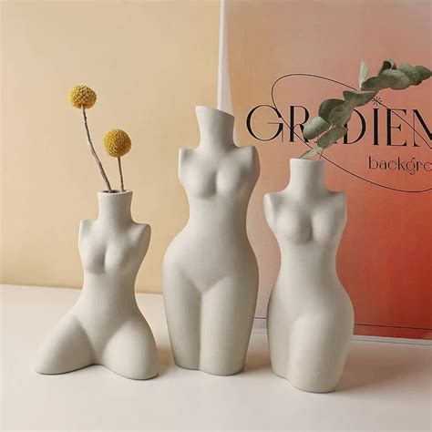 Nordic Ceramic Nude Woman Figure Vase Moons Crib