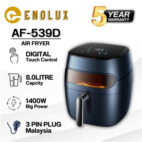 Enolux 80l Electric Air Fryer Af 539d Convection Oven Toaster Timer