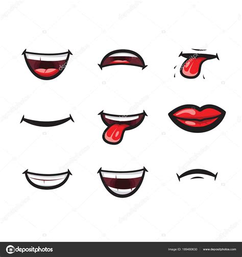 Smiling Lips Mouth With Tongue White Toothed Smile And Sad Expression