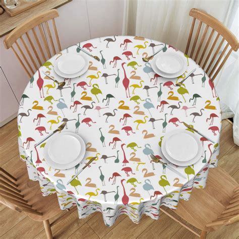 Tablecloth Cute Flamingo Seamless Illustration Table Cloth For Circular Tables Waterproof