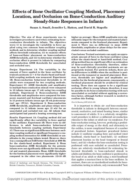 Pdf Effects Of Bone Oscillator Coupling Method Placement Location And Occlusion On Bone