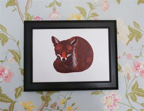 Fox Linocut Print Fox 2 Color Linocut Animal Linoprint Wall Etsy