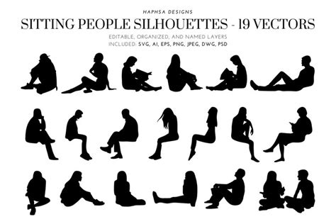 Sitting People Silhouettes Svg Eps 19 Vectors