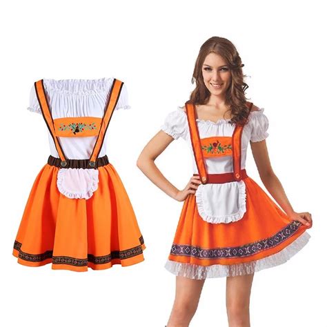 Moonight New Beer Girl Uniform Oktoberfest Cosplay Costume Orange