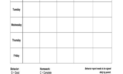 Weekly Behavior Report Fill Online Printable Fillable Blank With