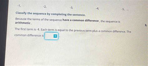 1 2 3 4 5 Classify The Sequence By Completing The