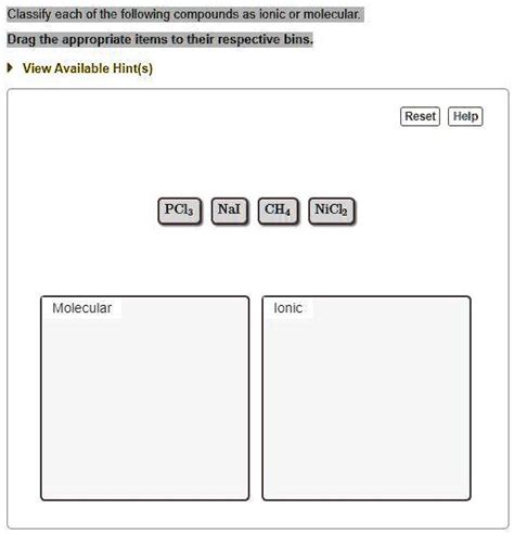 Solved Classify Each Of The Following Compounds As Ionic Or Molecular