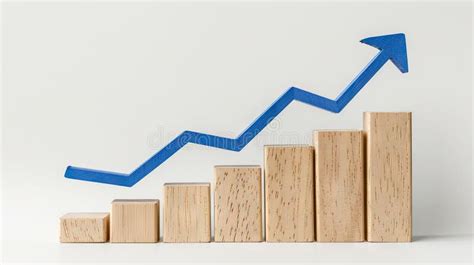 Ascending Wooden Block Mystical Blue Arrow Elevates Stock Image