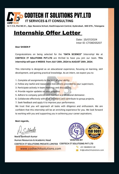 Shibin P On Linkedin Datascience Internship Codtechitsolutions