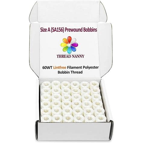 144 White Pre Wound Bobbin Size A Sa156 Plastic Sided For Brother