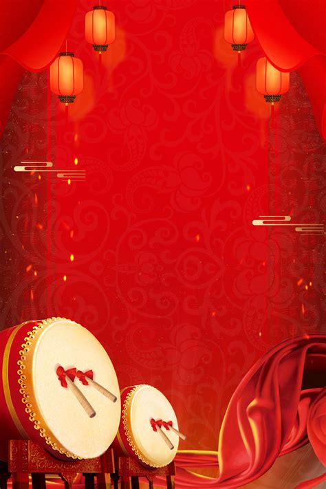 打鼓中国风喜庆彩带2019开工大吉开业大吉新年猪年海报背景psd免费下载 图星人