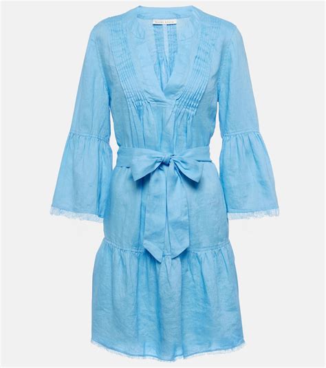 블루 Hydra 티어드 리넨 미니드레스 Heidi Klein Mytheresa