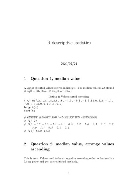 Pdf R Descriptive Statistics Examples