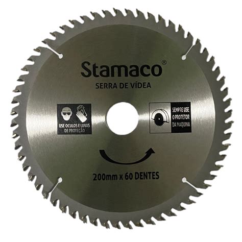 Lamina De Serra Circular Vídea 200x30mm 60 Dentes Corte Disco Para Madeira 6600 Rpm Stamaco