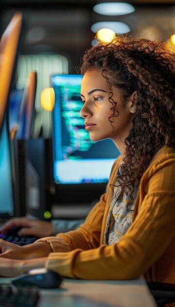 Focused Woman In Software Development Engaged In Unit Testing In A