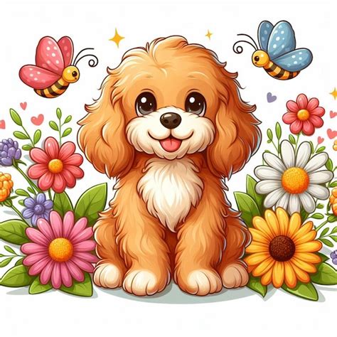 Cockapoo Dog Vector Cartoon Illustration Premium Ai Generated Vector
